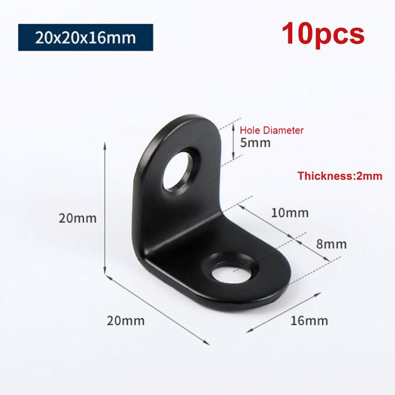 10pcs Stainless Steel Corner Brace Black Right Ang... – Vicedeal