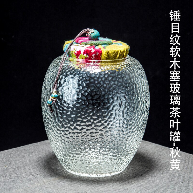 Hammered Pattern Glass Tea Jar Transparent Scented... – Grandado