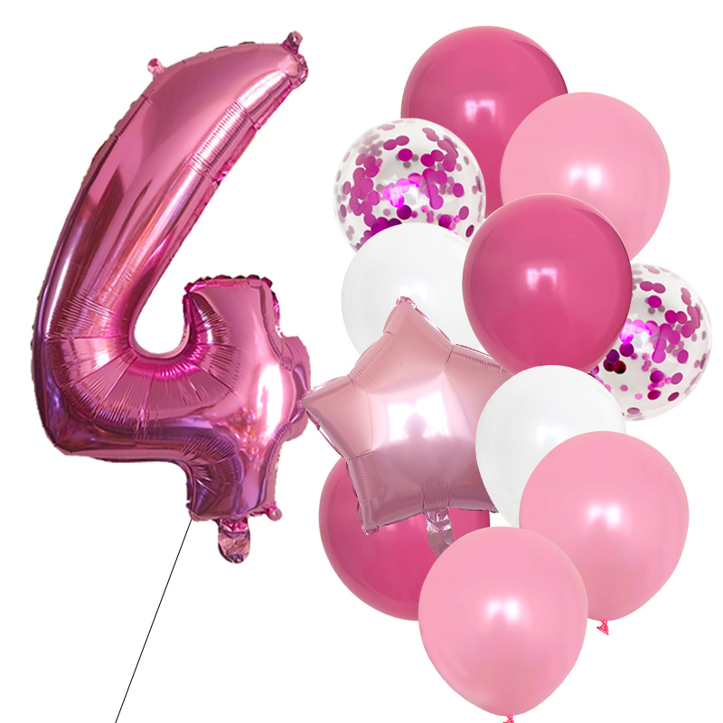12pcs Girls First Birthday Party Balloons Pink Num... – Grandado