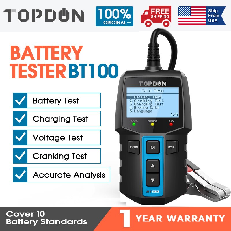 Topdon bt100 bilbatteri testare 12v 100-2000 cca ... – Vicedeal