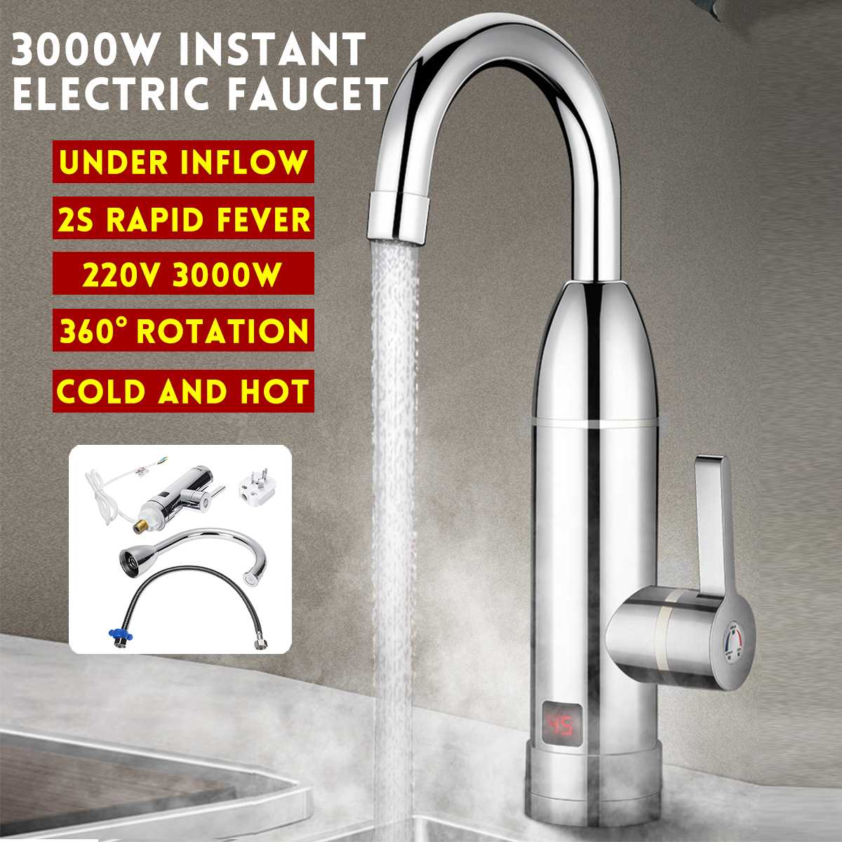 3000W 220V Temperatuur Display Instant Warmwaterkr... – Vicedeal