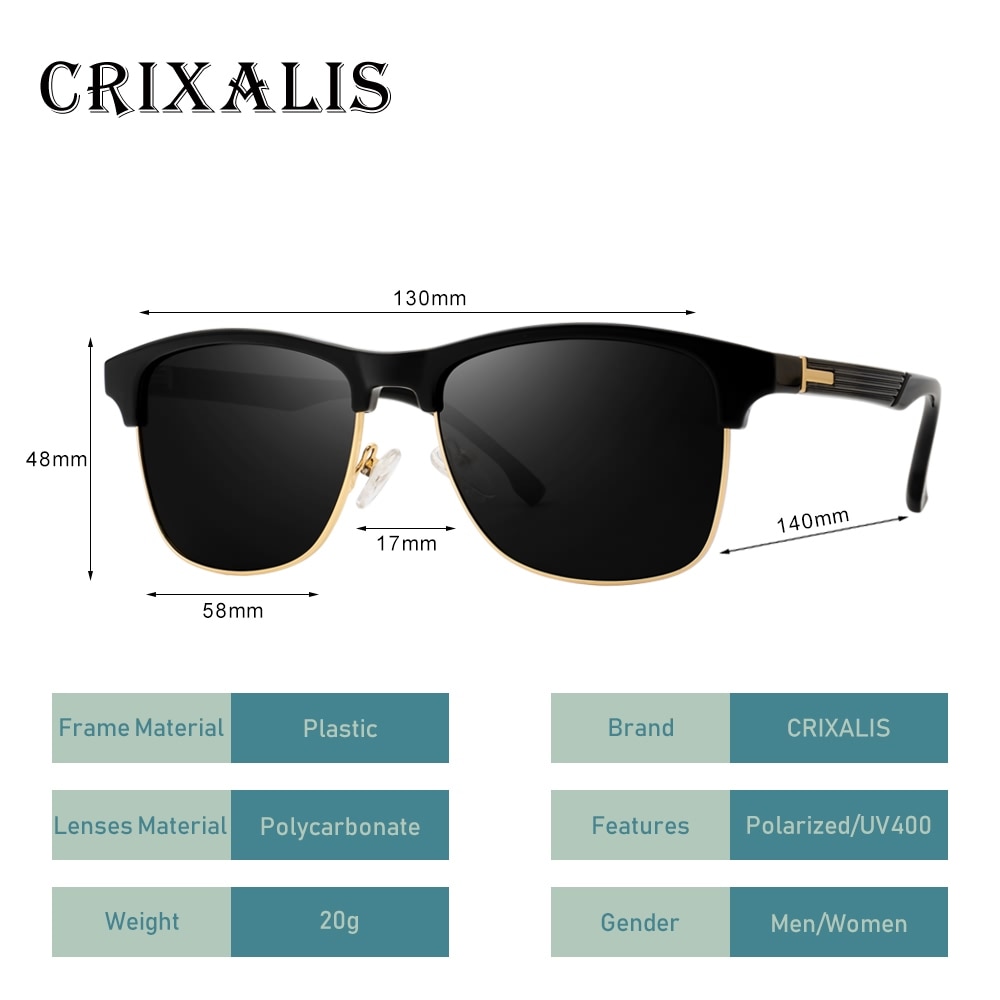CRIXALIS Brand Klassieke Zonnebril Mannen Plein Ri... – Vicedeal