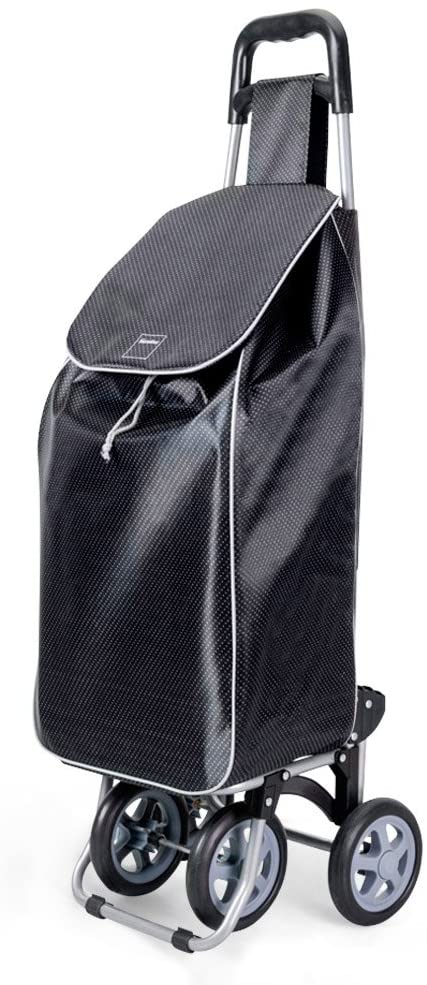 Carrito de la compra con 4 ruedas, color negro, 50... – Grandado