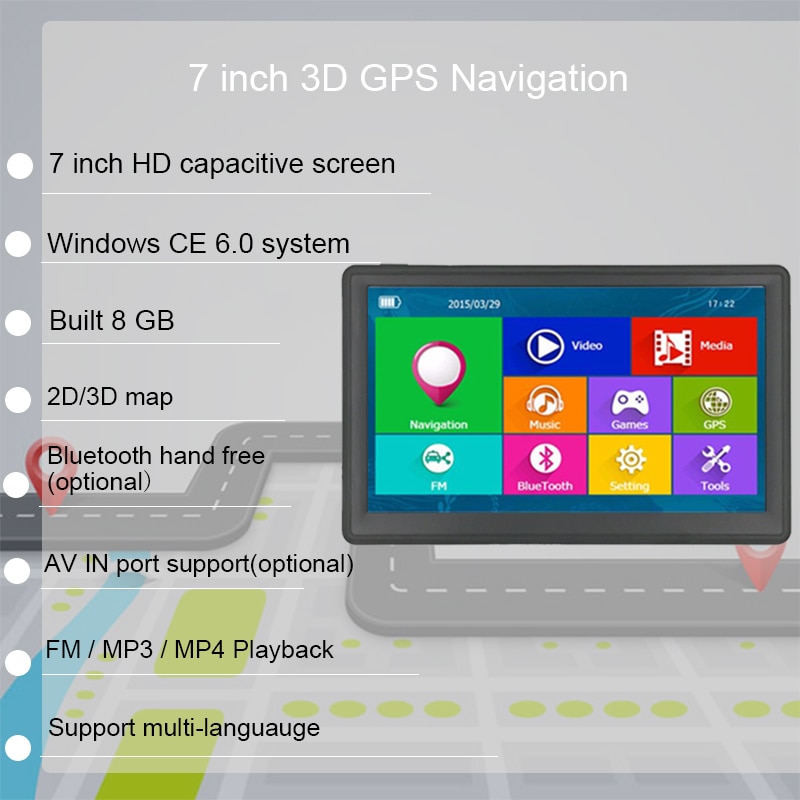 7 Inch Auto Gps Navigatie Bluetooth 8Gb Met Achter... – Vicedeal