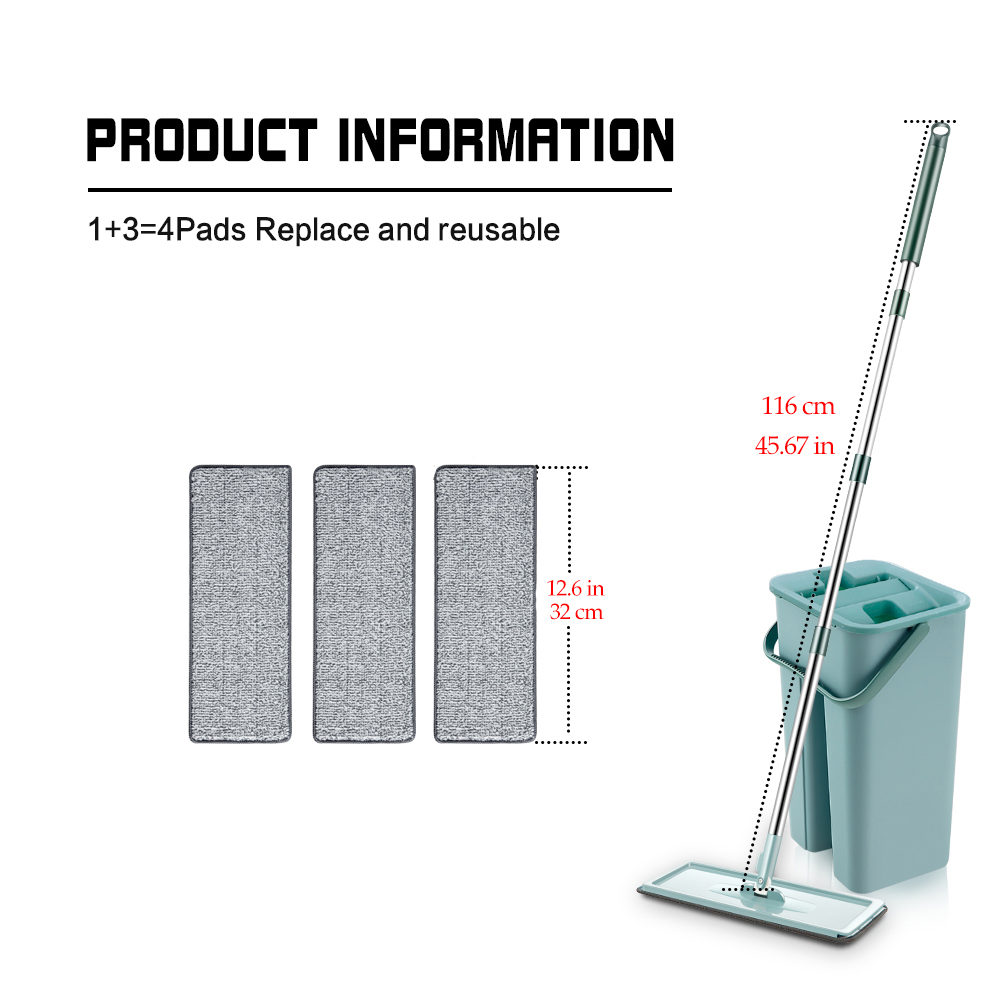 Squeeze Mop En Emmer Platte Mop 360 Roterende Hand... – Grandado