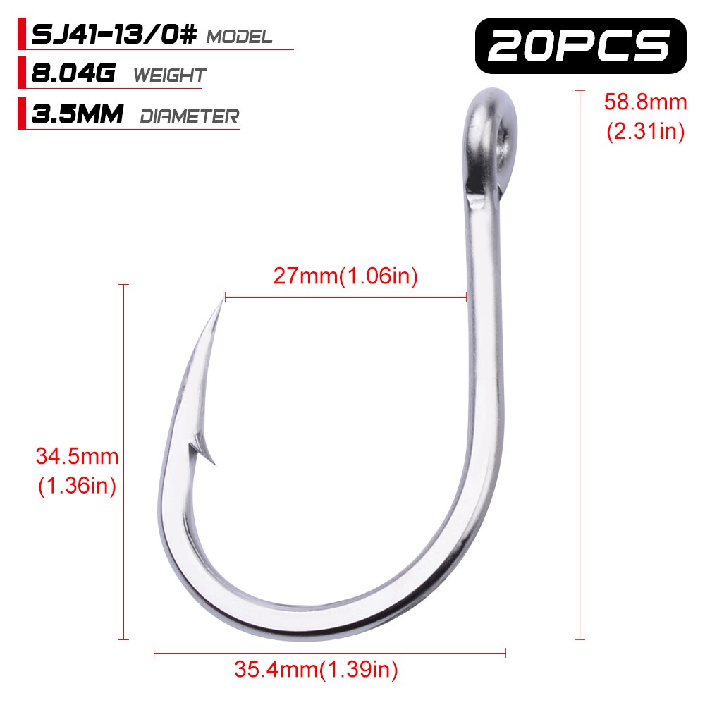 PROBEROS Jigging Hook 1/0-13/0 Strong stainless st... – Grandado