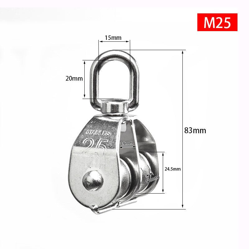 1 Pack M25 Double Pulley Block Stainless Steel 304... – Vicedeal