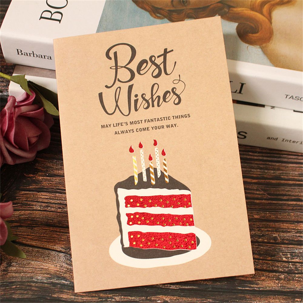 Retro Simple Kraft Paper Wishing Card Happy Birthd... – Grandado