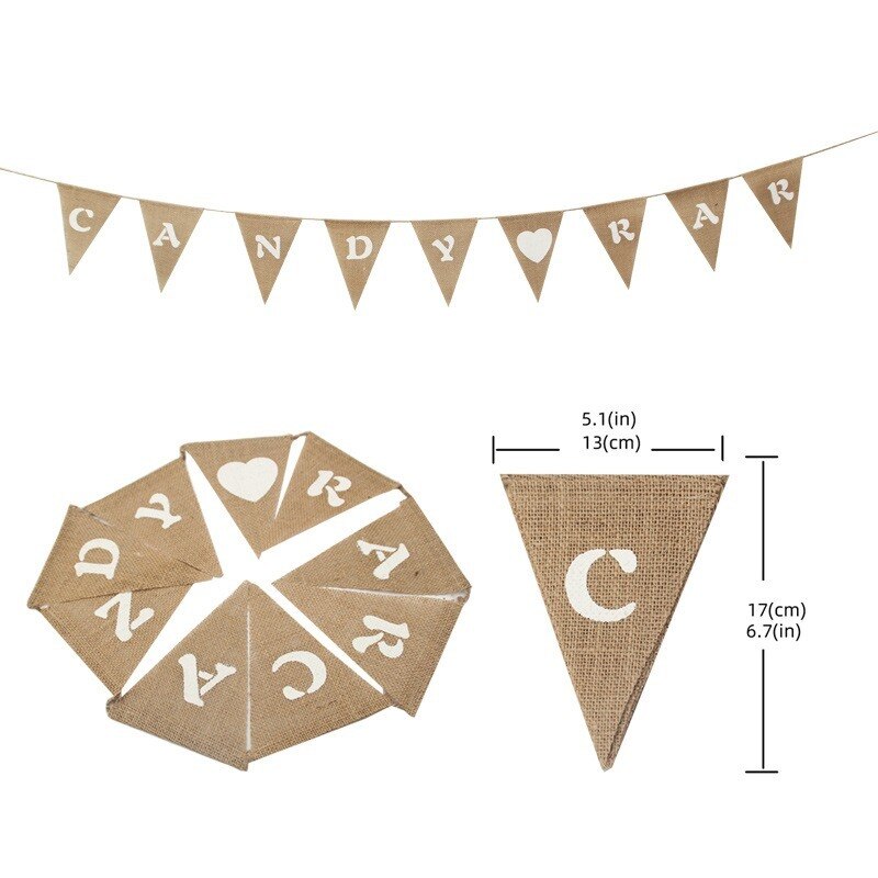 Candy Bar Linen Flags Pennant candy bar Bunting Ba... – Grandado