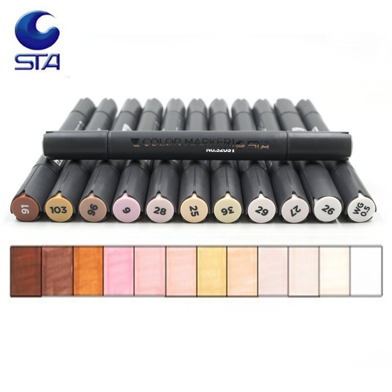 STA 12 Color Artist Sketch Markers Pen, Double Hea... – Grandado