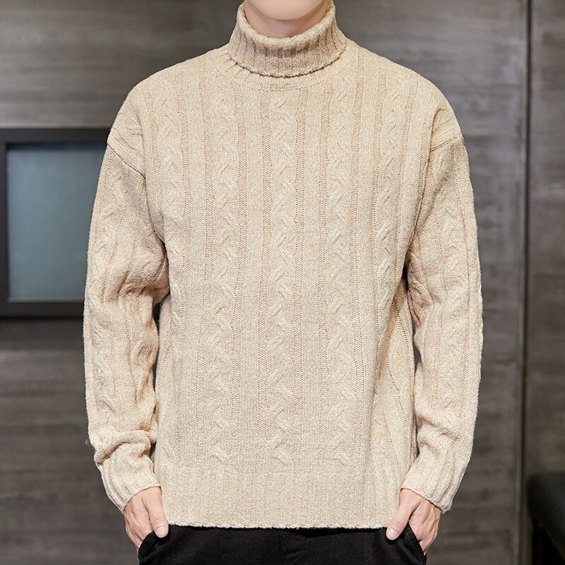 Mens Sweater Turtleneck Sweater Autumn Winter Soli... – Grandado