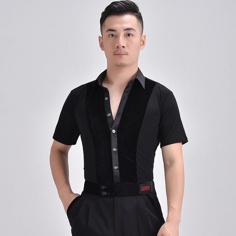 Men'S Latin Dance Tops Black Short/Long-Sleeved Ba... – Grandado