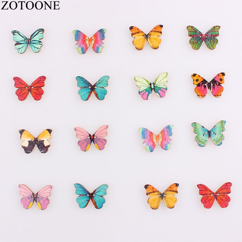 ZOTOONE Handmade Wooden Colorful Butterfly Buttons... – Grandado