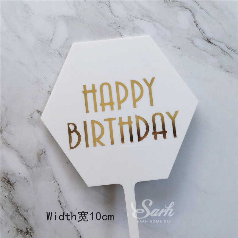 Hexagon Round Happy Birthday Cake Toppers Gold Dec... – Grandado