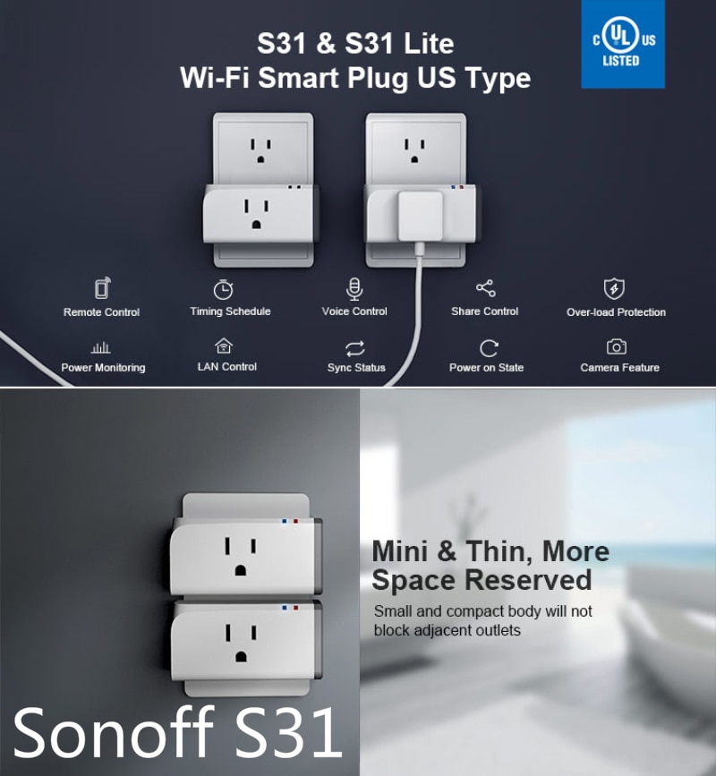 2pcs 16A Sonoff S31 US Smart Plug Remote Control E... – Grandado
