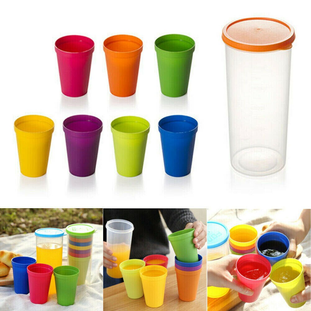 7Pcs Mug Plastic Cups Water Battle Set Of 8 Reusab... – Vicedeal