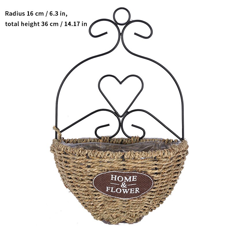Muur Gemonteerde Hand Geweven Stro Fower Mand Opbe... – Grandado