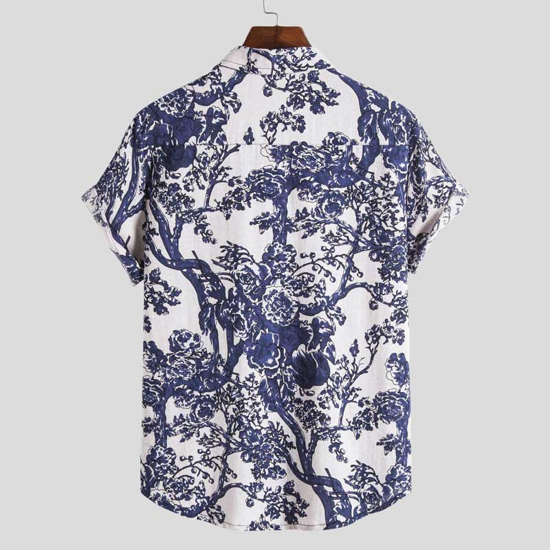 Stijlvolle Takken Bloemenprint Hawaiian Shirt Voor... – Vicedeal