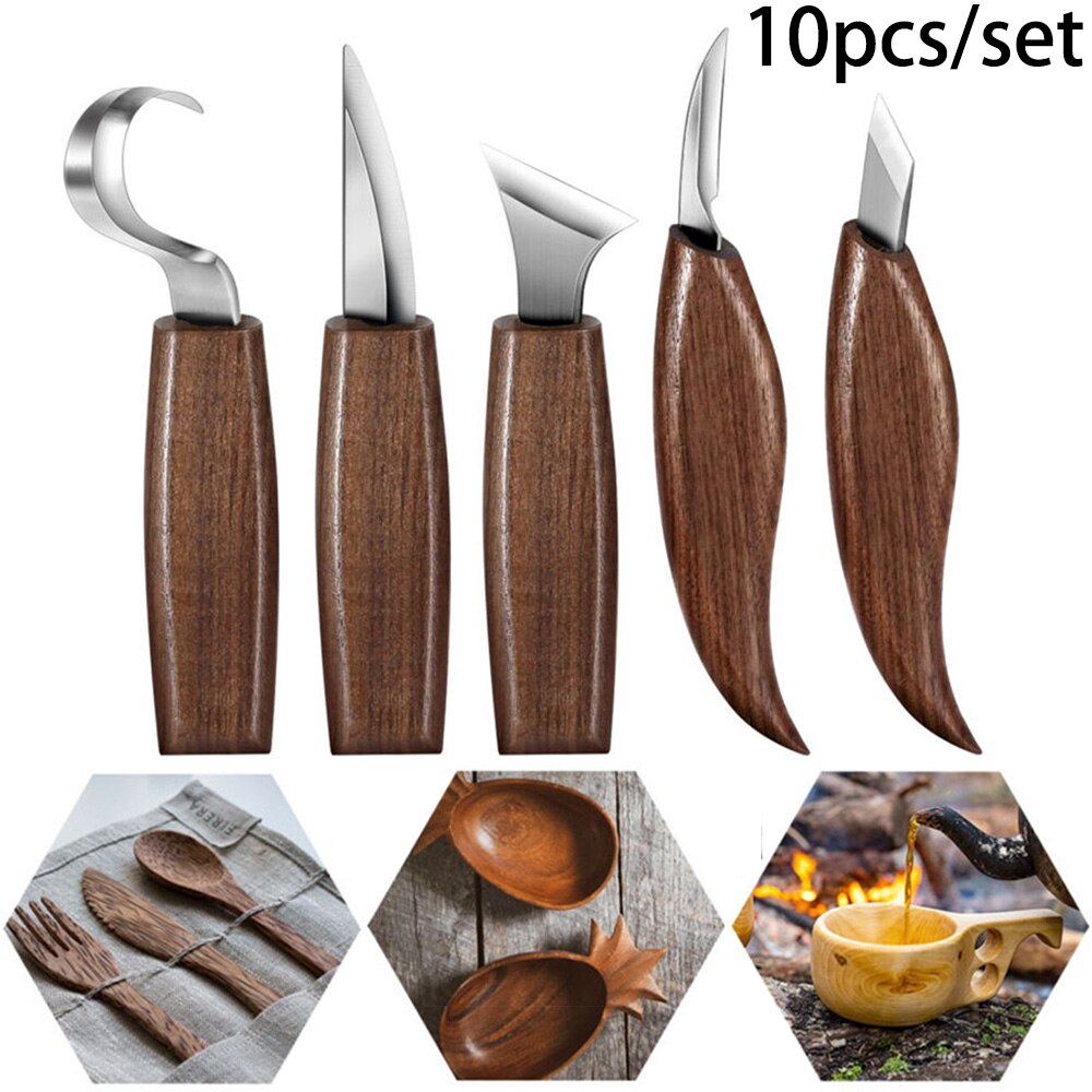 10 Pcs Hand Chisel Tool Wood Carving Kit Chisel To... – Grandado