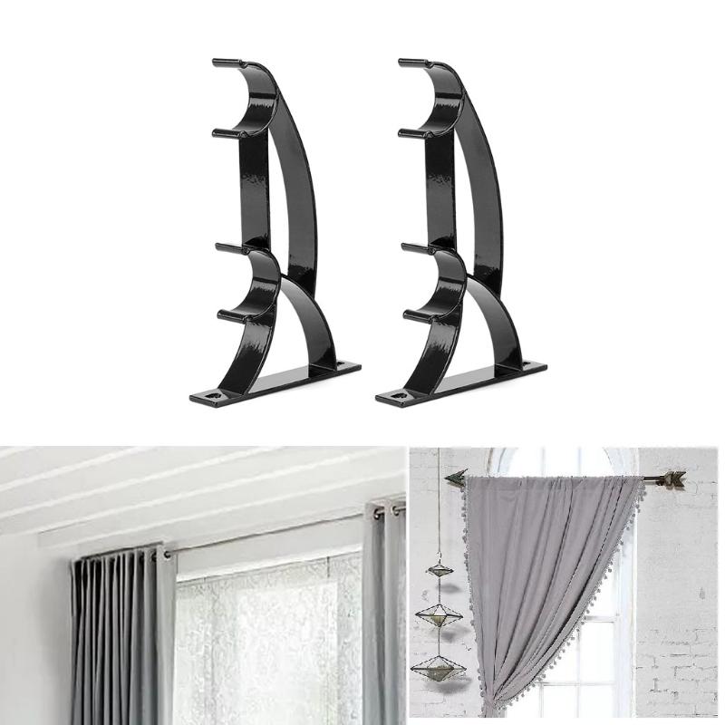 2 PCS Double Curtain Rod Brackets For Rods Aluminu... – Grandado