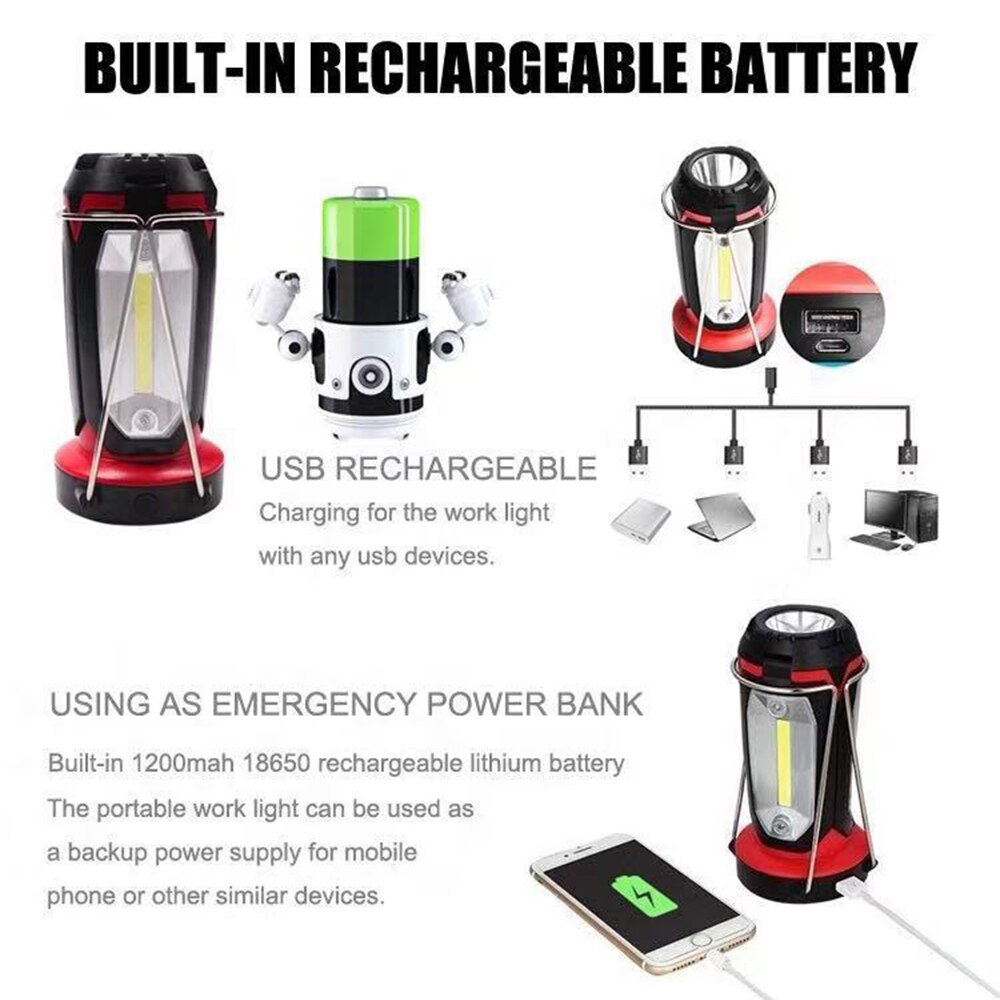 Bright light COB Portable Lantern Camping lamp usb... – Grandado