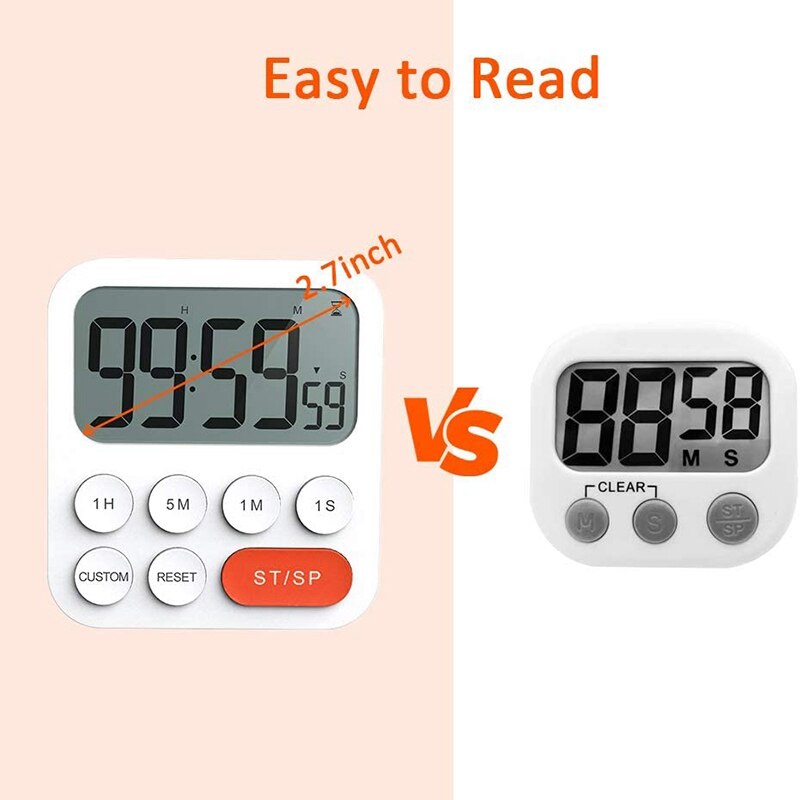 Timer Digital Cooking Timer, Magnetic Count Up & C... – Vicedeal