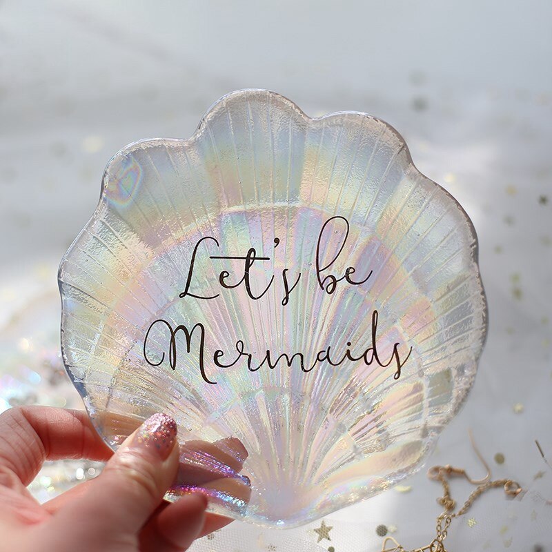 Glass Shell Tray Colorful Dish Jewelry Storage Pla... – Grandado