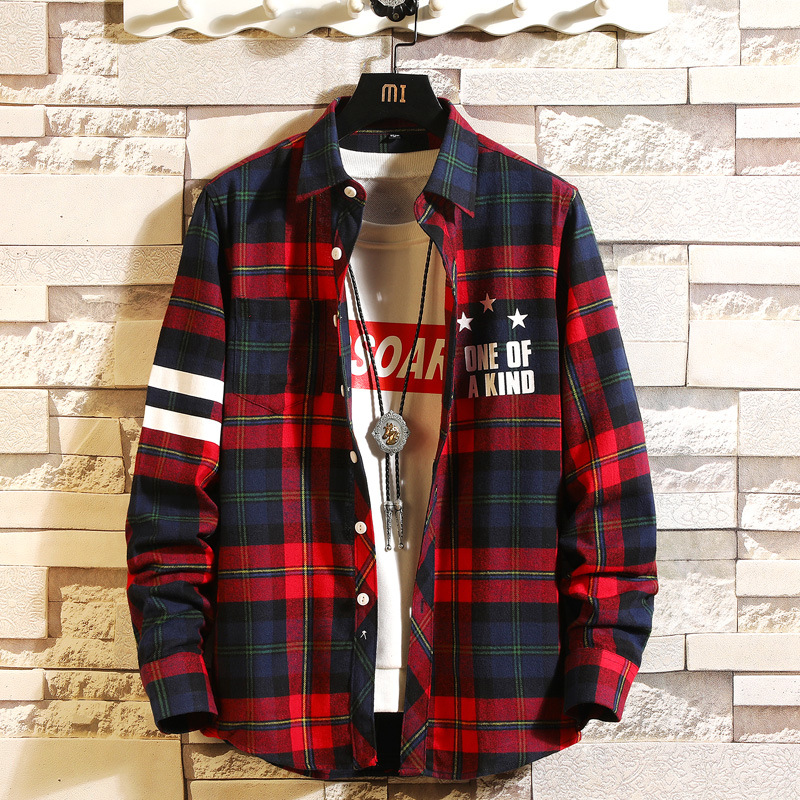 Plaid Mannen Lange Mouw Losse Japanse Streetwear P... – Vicedeal