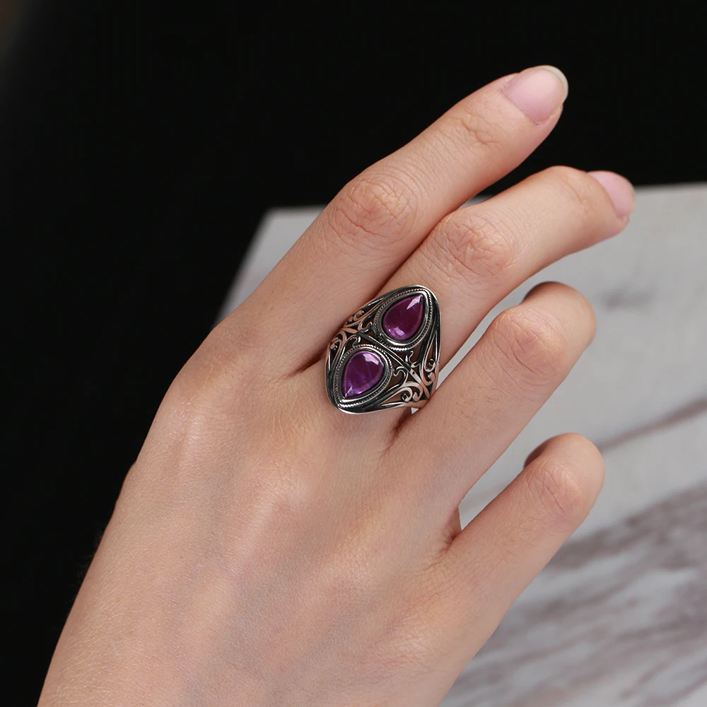 Charms 6 x 9mm natural amethyst s925 sterling sil... – Grandado