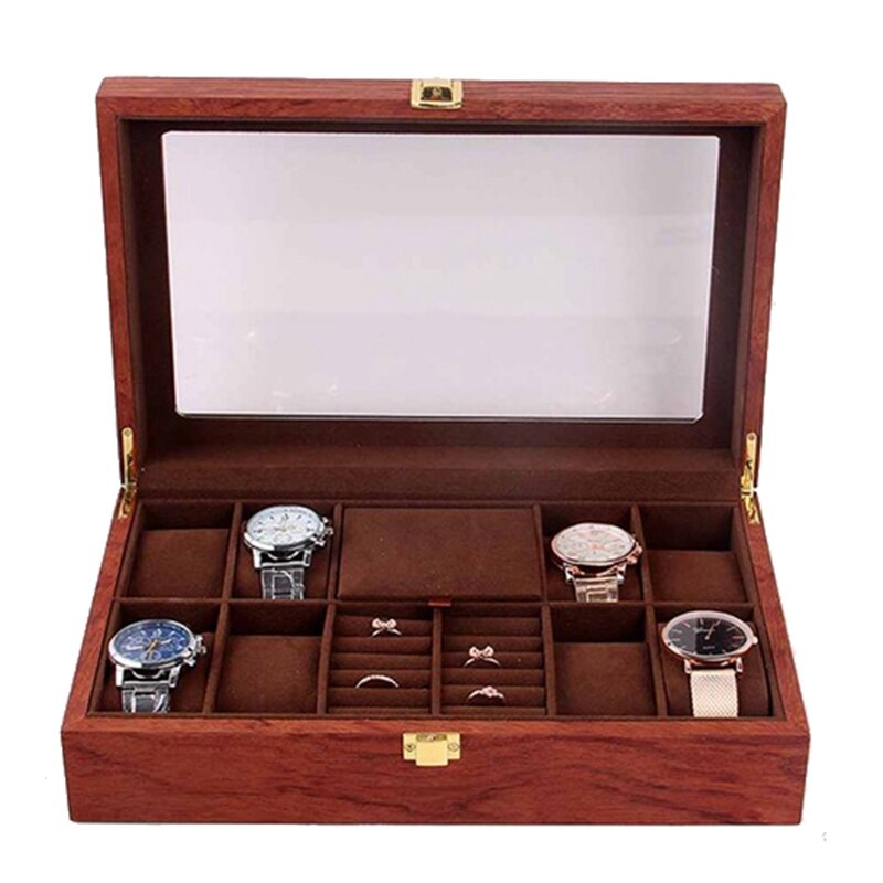 Grids Retro Houten Horloge Display Case Duurzaam V... – Vicedeal