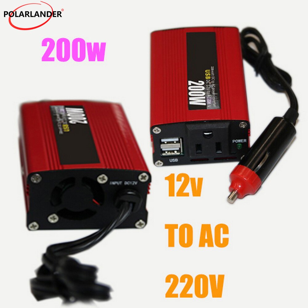 200W Auto inverter 12v 220v 200w 50Hz inverter mit... – Vicedeal