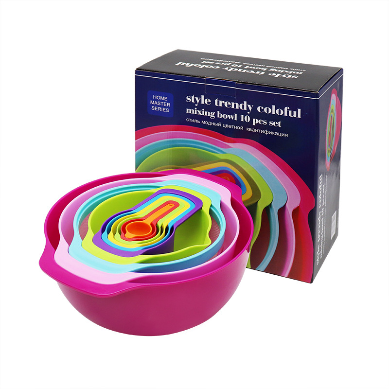 Rainbow Salad Bowl Plastic Measuring Spoon Washing... – Vicedeal