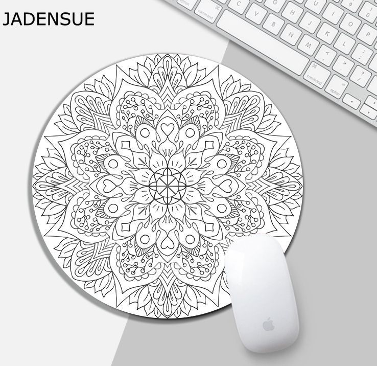 Mandala Flower Mouse Pad Round Computer Keyboard P... – Grandado