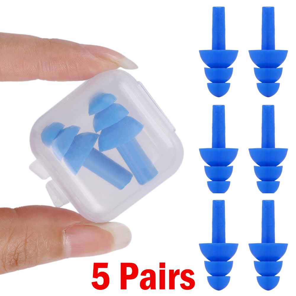 5 Pairs Soft Silicone Earplugs Waterproof Swimming... – Grandado