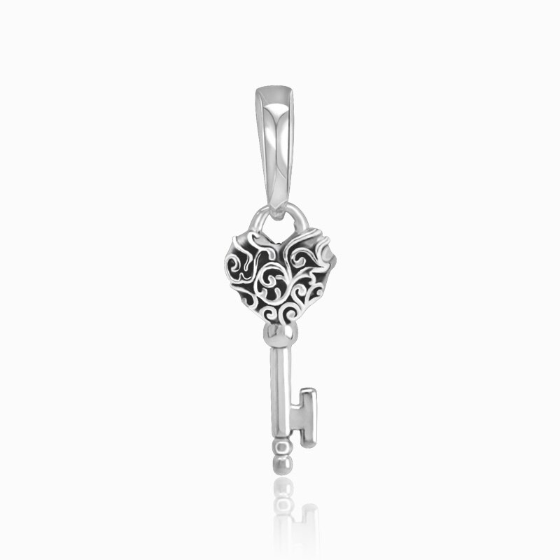 Trendy 925 Sterling Silver Regal Key Pendant Charm... – Grandado