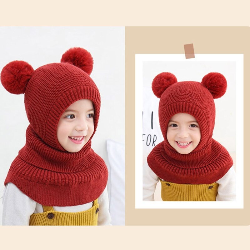 Children Hat Scarf Knitted Thickened One-piece War... – Grandado