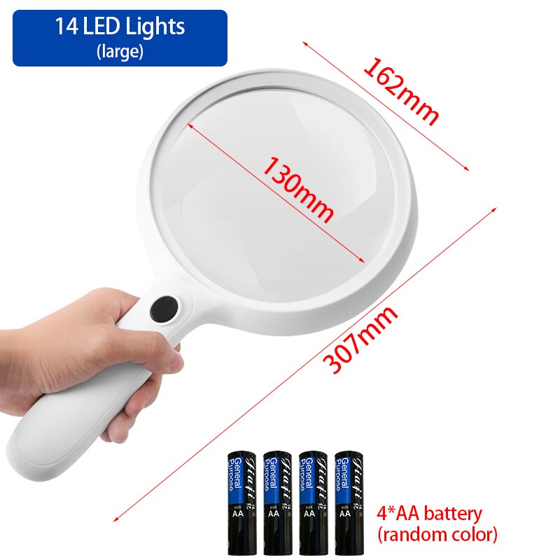 Lupa supergrande con luces LED, recargable por USB... – Grandado