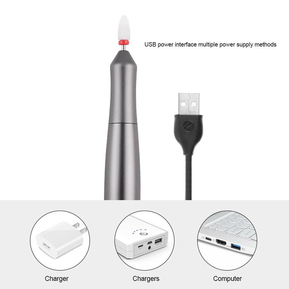1 Set Electric Nail Drill USB Nail File Portable N... – Grandado