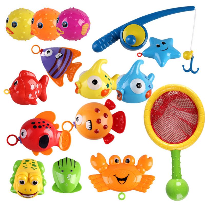 15 Pcs Children Fishing Toys Plastic Fish Rod Net ... – Grandado