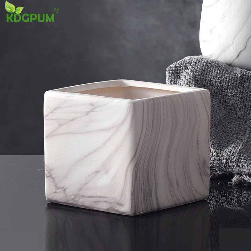 Modern Marble Pattern Ceramic Flower Pot Simple Gr... – Vicedeal