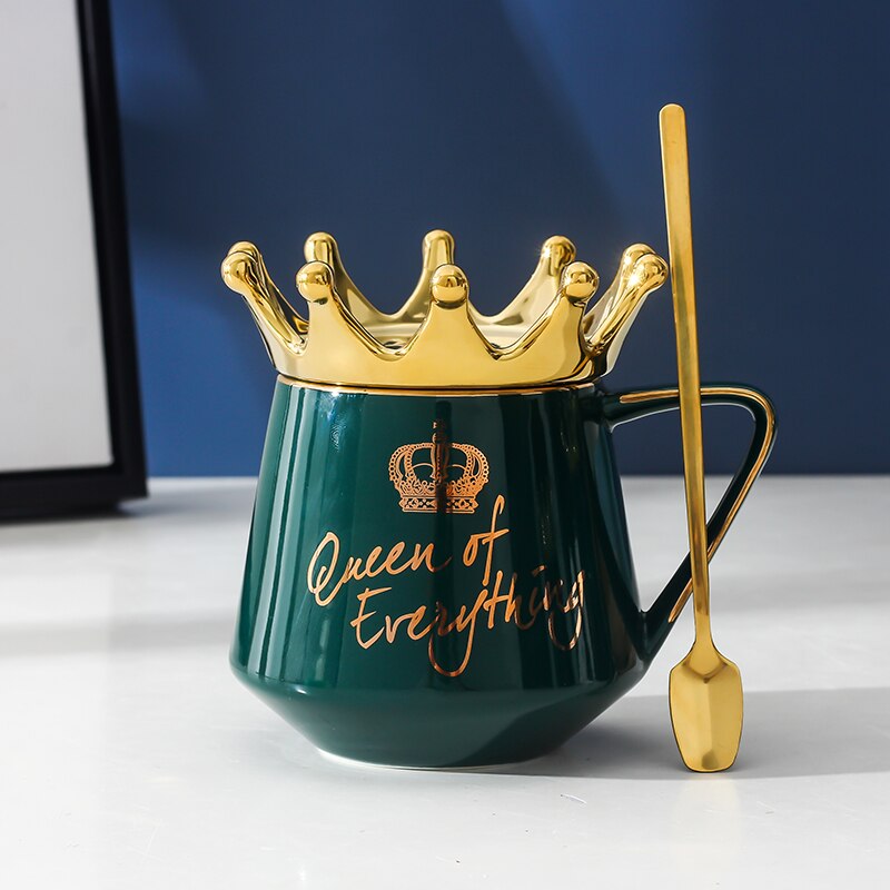 Nordic Stil Kreative Crown Becher Mit Löffel Decke... – Vicedeal