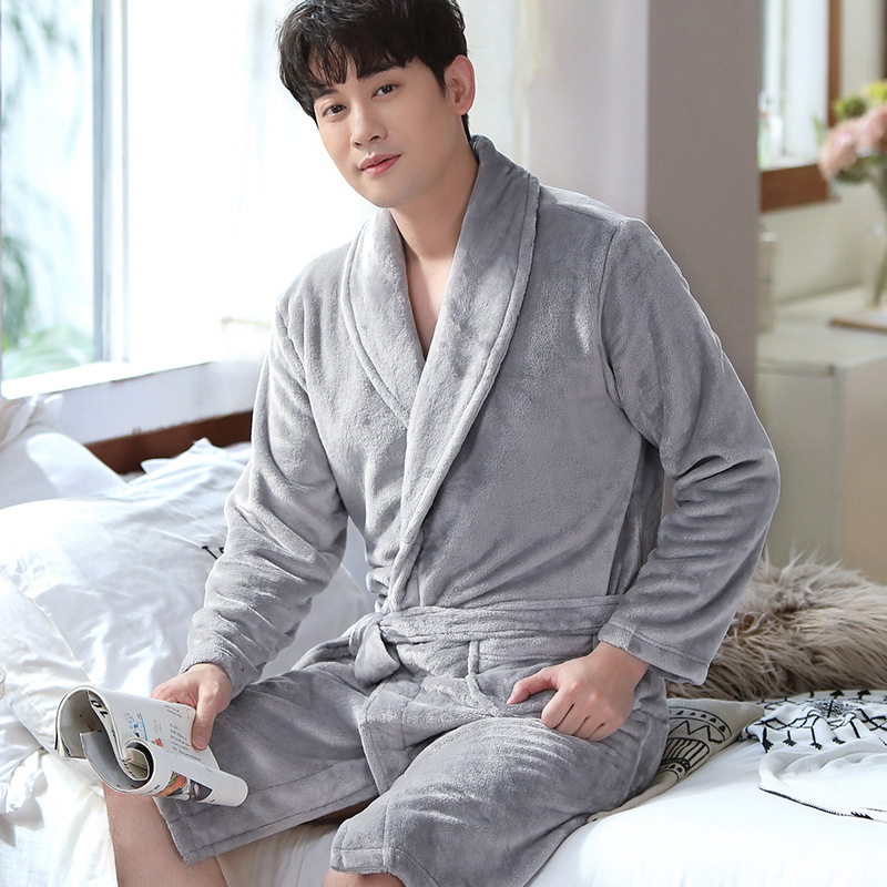 Men Autumn Winter Sleep Robe Coral Velvet Thick Ni... – Grandado