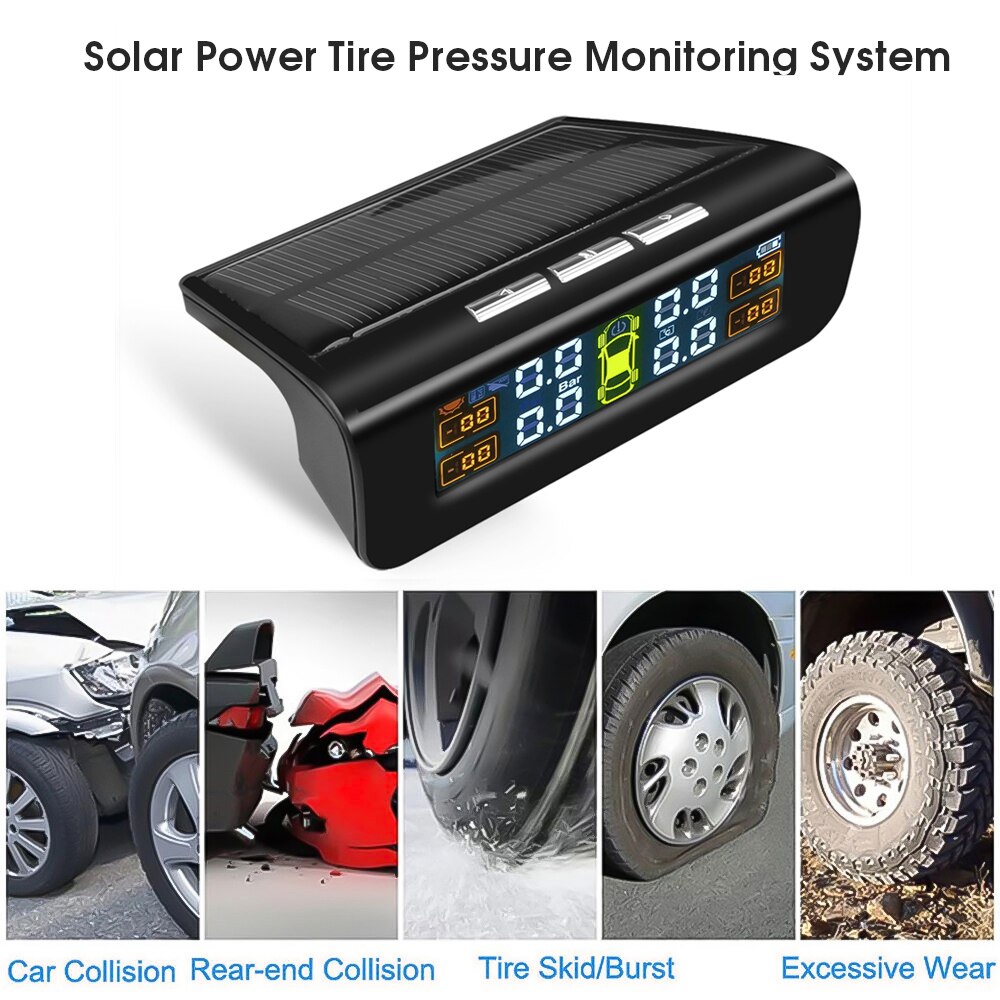 Tire Pressure Monitor System Solar Power USB TPMS ... – Vicedeal