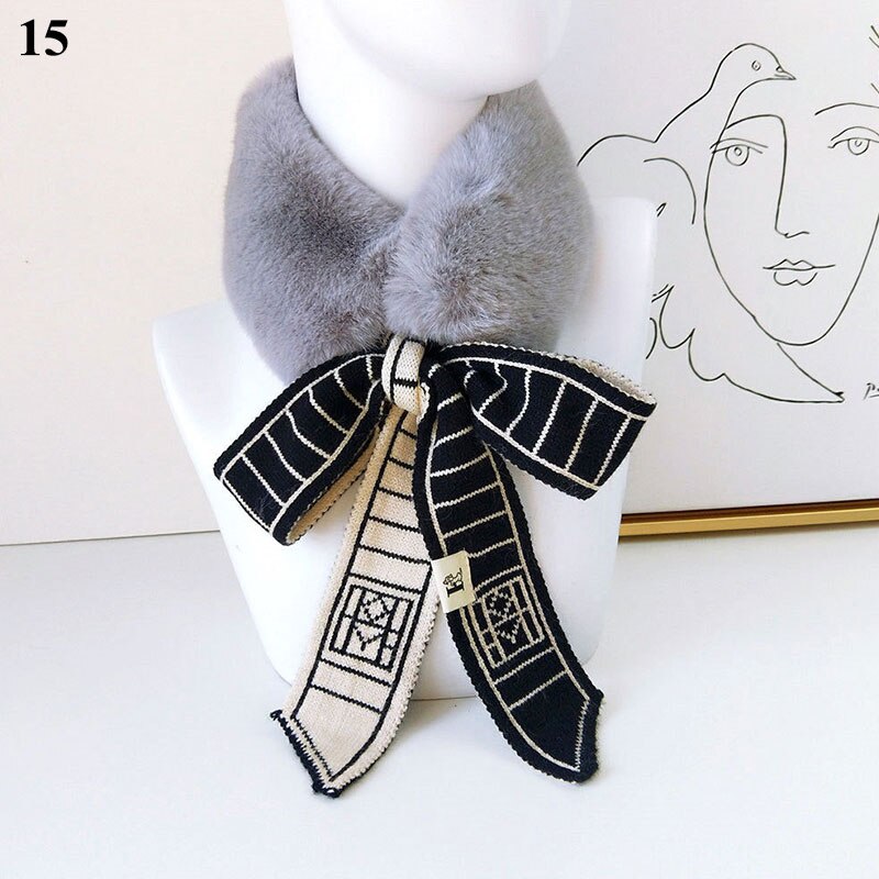 Knitted Plush Scarf Geometric Patterns Long Skinny... – Grandado