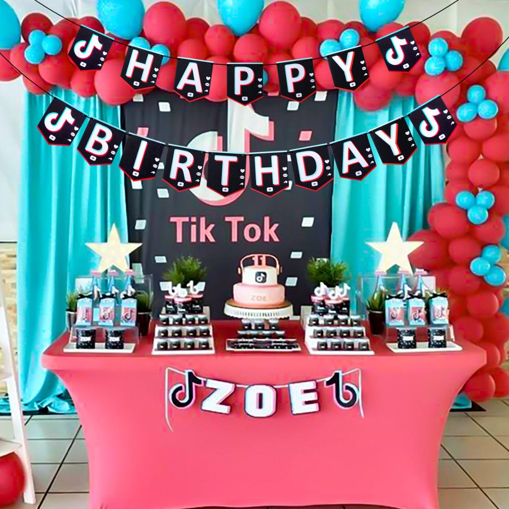 TIK Happy TOK Birthday Felt Banner Music Note Sign... – Grandado