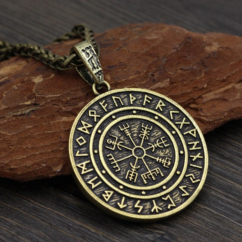 Retro Nordic Style Odin Rune Amulet Compass Pendan... – Grandado