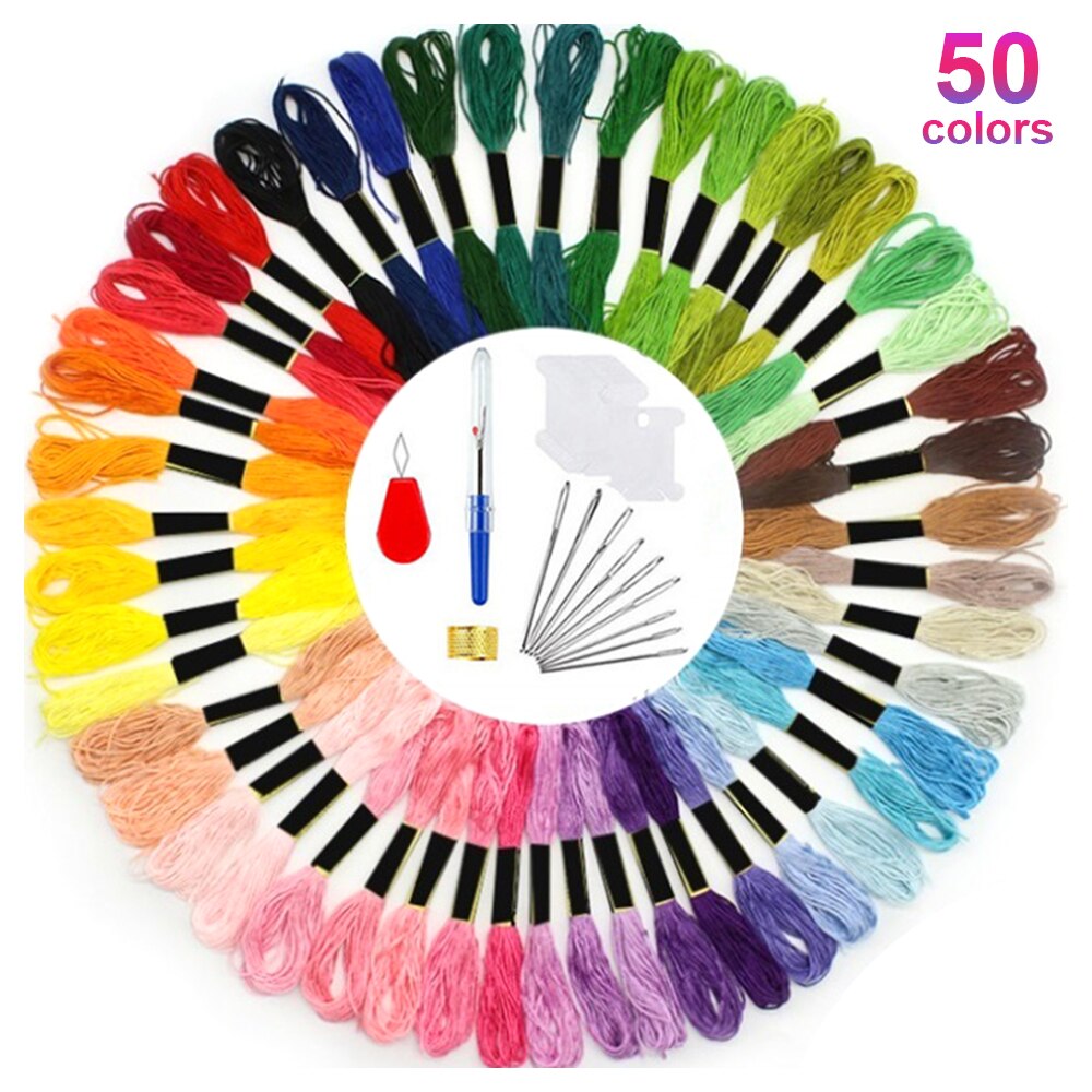 100 Colors Cross Stitch Threads Cotton Sewing Skei... – Grandado