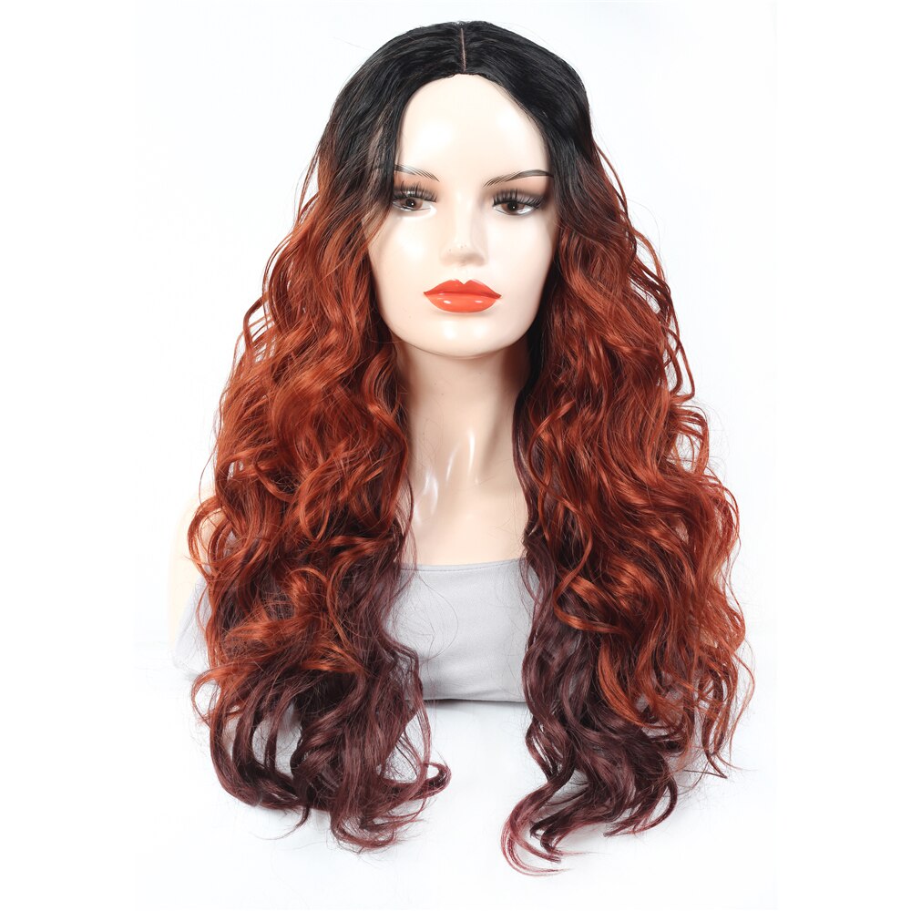Ombre Rood Body Wave Kant Deel Pruiken U-Deel Synt... – Grandado