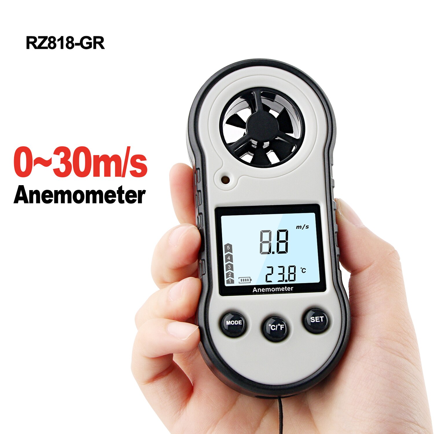RZ818 Digital Anemometer Wind Speed Meter Measures... – Grandado