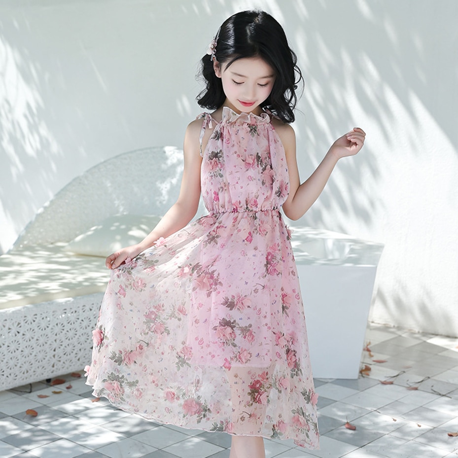 Summer Girls Dress Strap Shoulder Girl Beach Dress... – Vicedeal